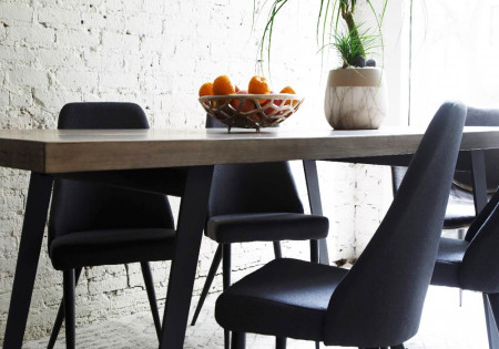 Grey Finish Dining Table | Inhabitr Furniture Rental | Inhabitr