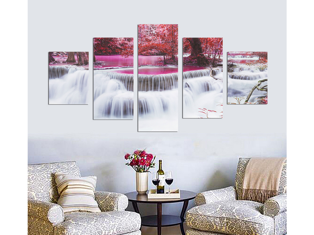 5 piece waterfall art | Inhabitr Furniture Rental | Inhabitr